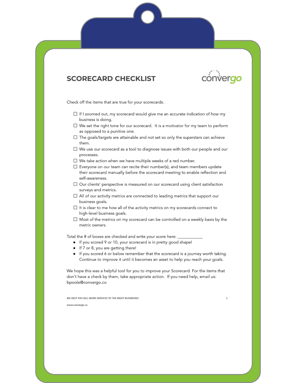 Scorecard Checklist - Convergo